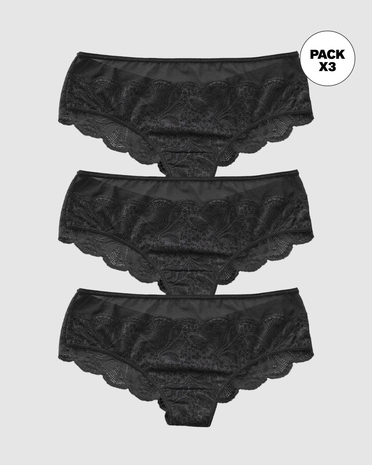 3-Pack Mid-Rise Sheer Lace Cheeky Knickers | Leonisa