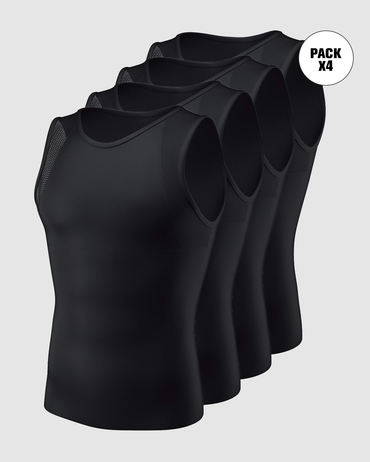 4-Pack of Stretch Cotton Moderate Compression Shaper Tanks with Mesh ...