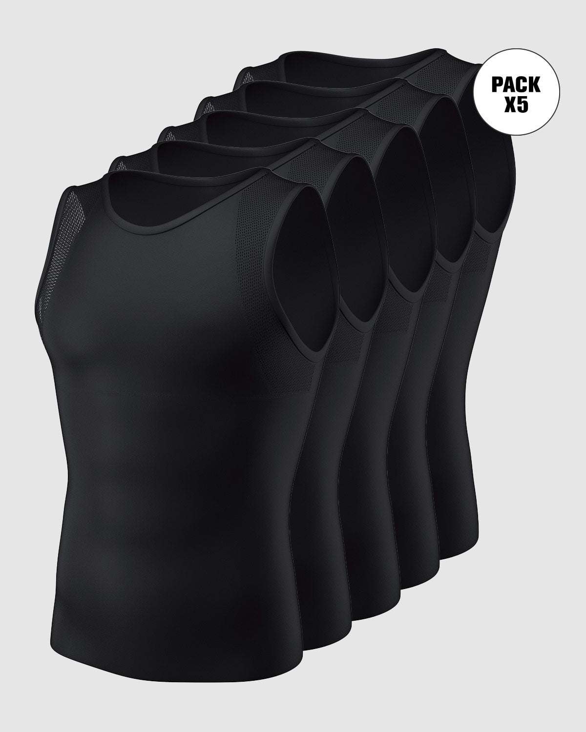 5-Pack of Stretch Cotton Moderate Compression Shaper Tanks with Mesh ...